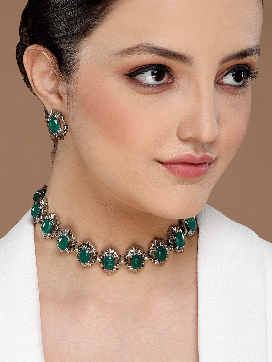 Buy Yami Antique Choker Necklace With Earrings Online - Sonoor