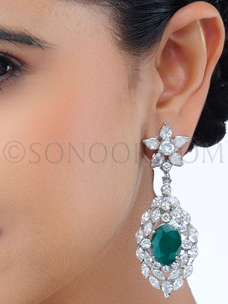 Czee Big green stone Earrings – Sonoor