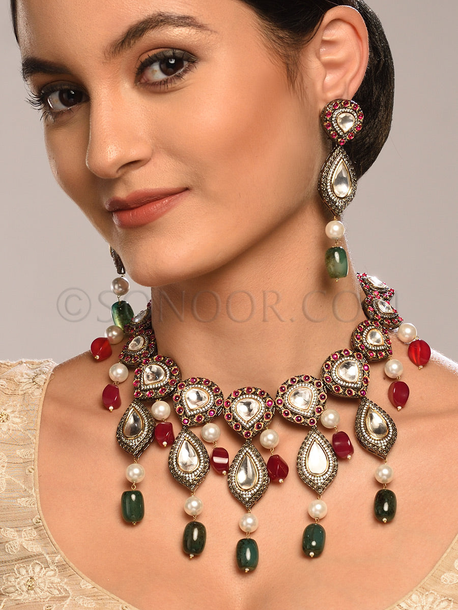 Neelam Victorian Big Size Necklace Set – Sonoor