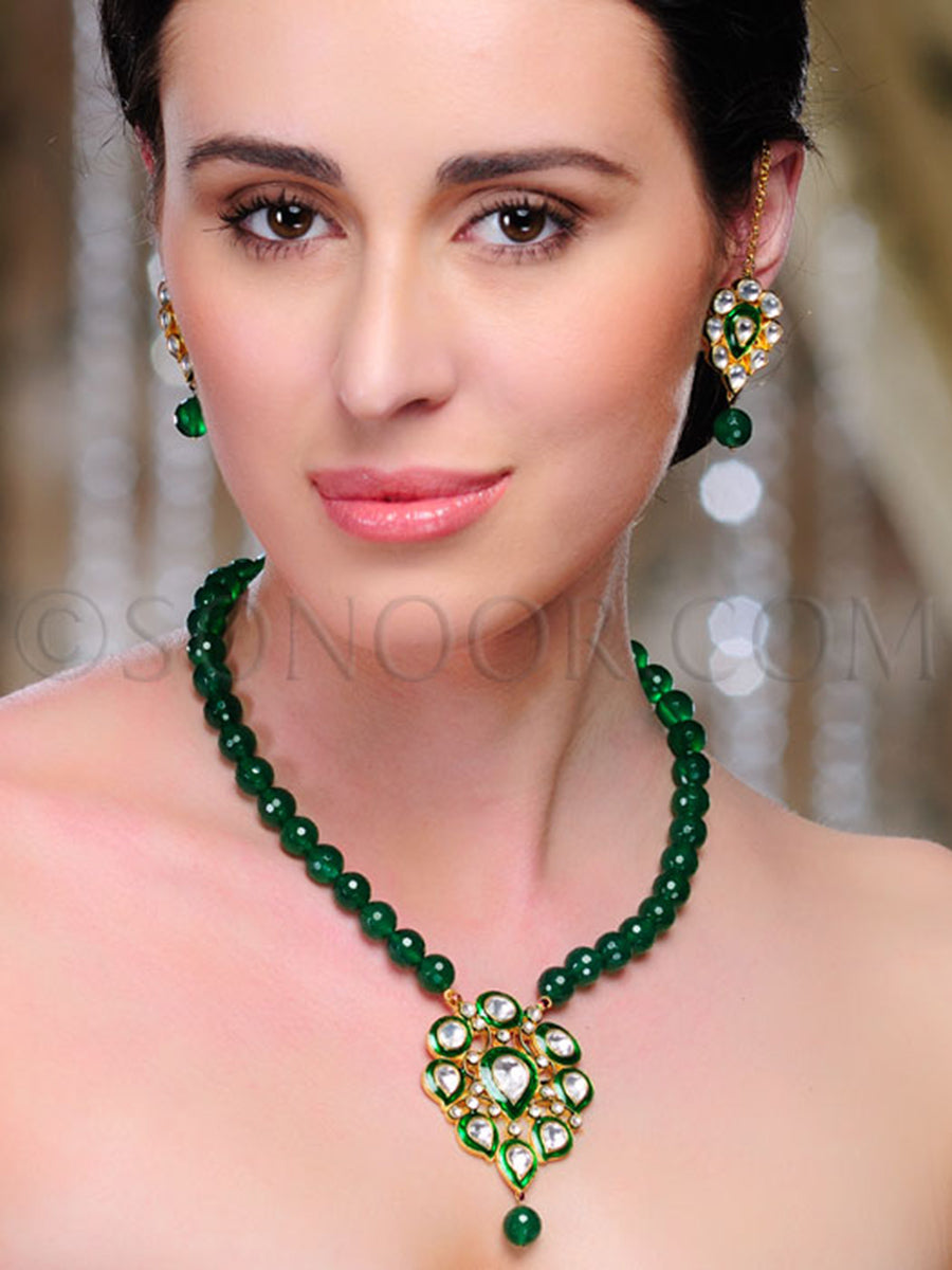 Meeti Meena Kari Green String Pendant Set – Sonoor